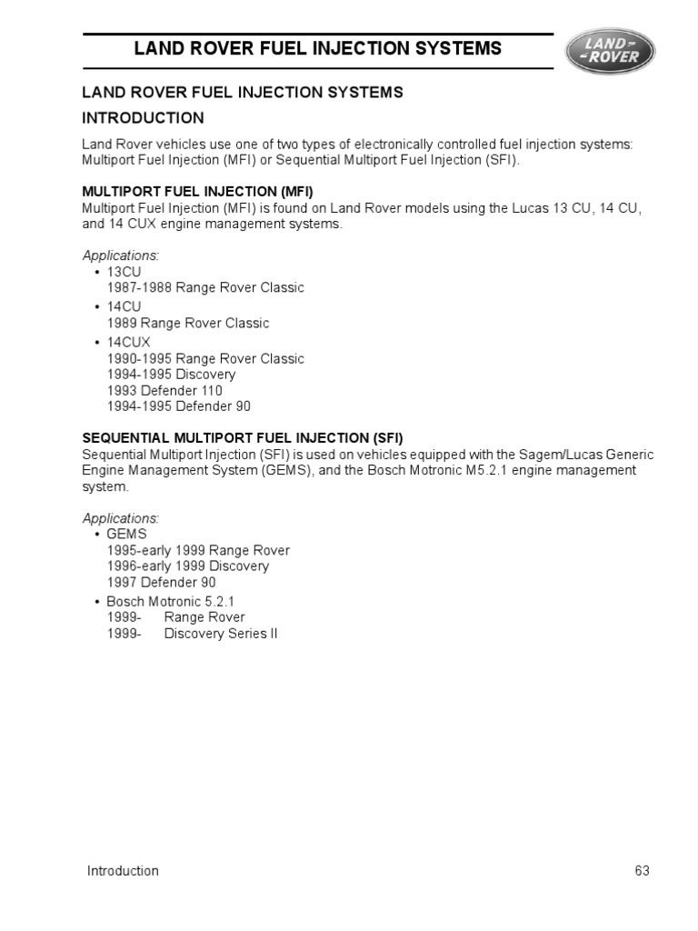Land Rover V8 Fuel Injection Overview | PDF | Fuel Injection | Throttle