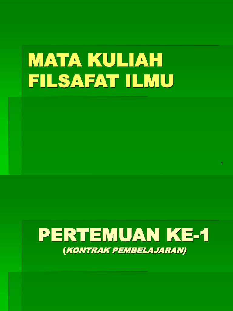 Pertemuan 1a-2024 - UIN-MATA KULIAH FILSAFAT ILMU | PDF