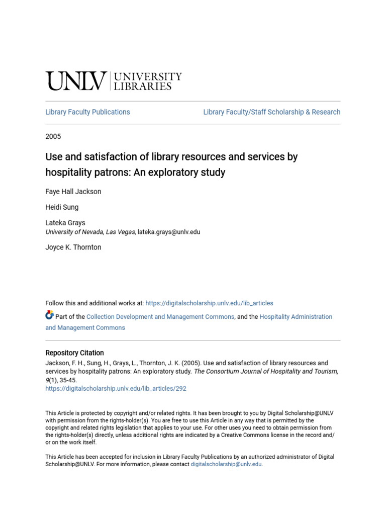 Use and Satisfaction of Library Resources and Services by Hospita | PDF | Libraries | Survey ...