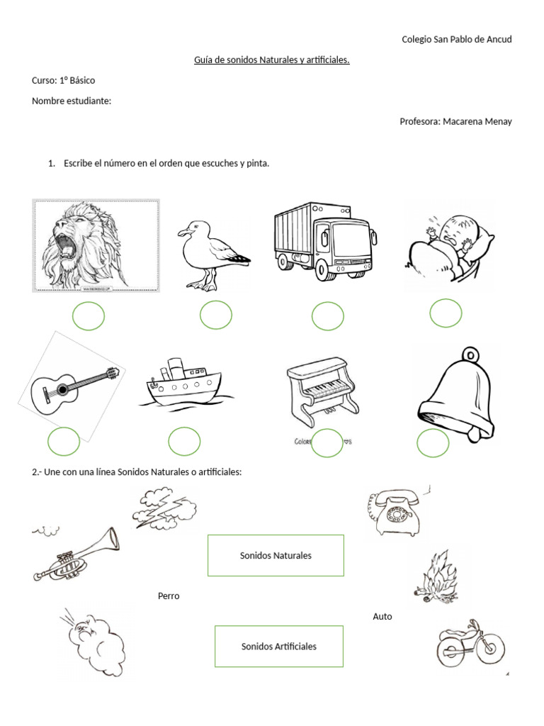 Guía Sonidos Naturales y Artificiales | PDF