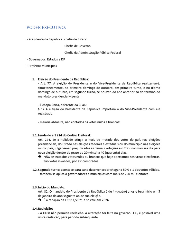 Aula 4 - Poder Executivo | PDF