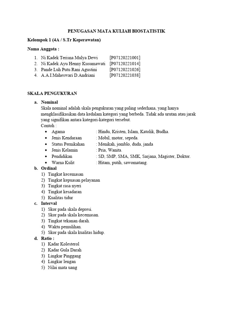 Penugasan Mata Kuliah Biostatistik KLP Salinan | PDF