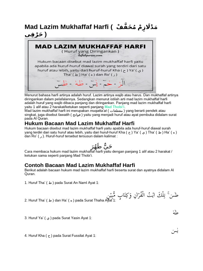 Mad Lazim Mukhaffaf Harfi | PDF