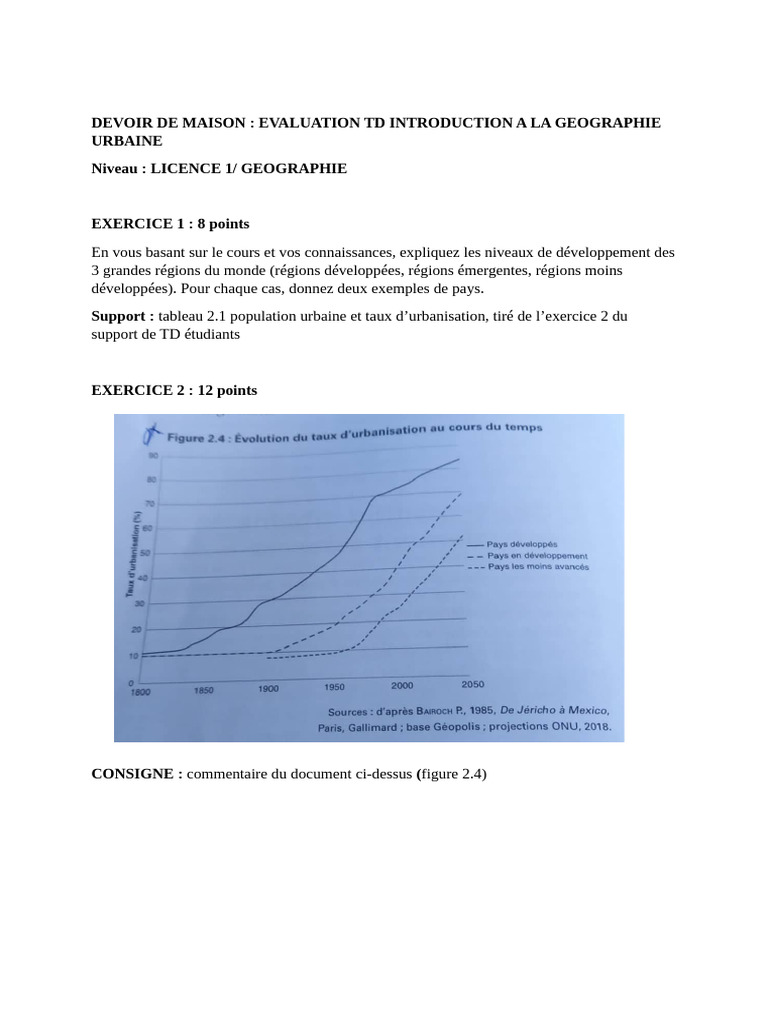 EVALUATION - TD - Introduction Geo Urbaine | PDF