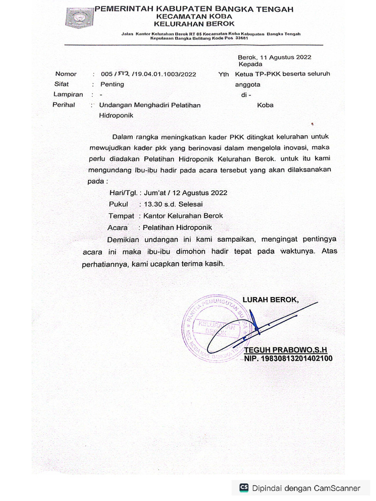 Undangan Bimtek | PDF