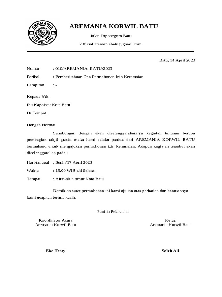 Surat Undangan Mbak Dewi Gak Ada Tembusan | PDF