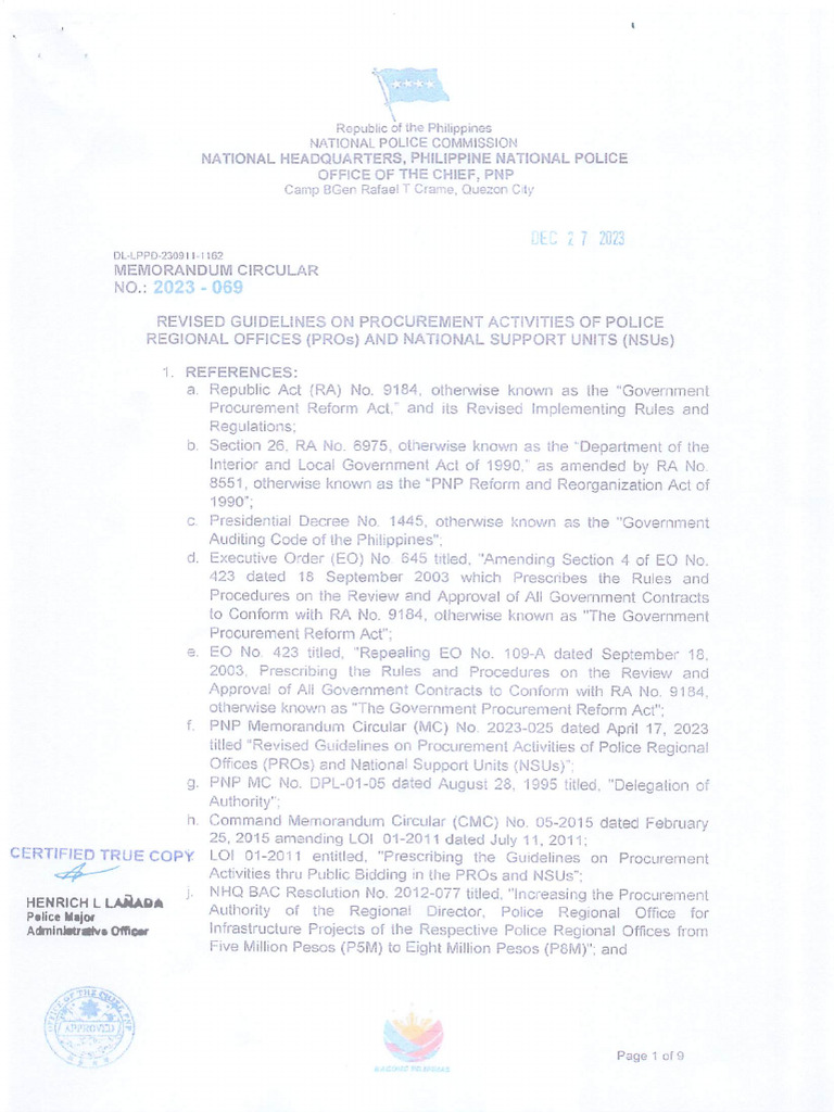 Memorandum Circular No. 2023-069 | PDF