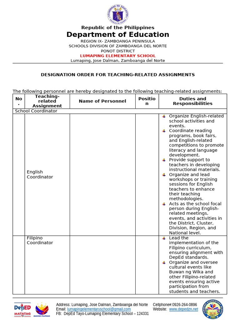 Designation Order for Teaching Roles | PDF | Teachers | Literacy