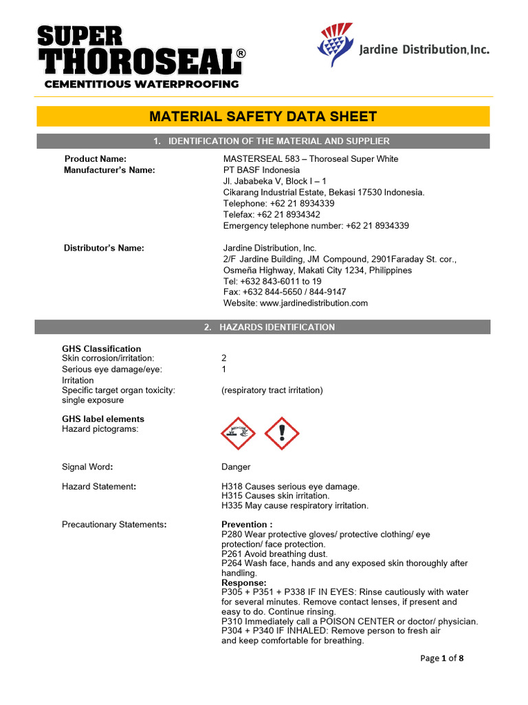2023-SuperThoroseal-White-MSDS | PDF