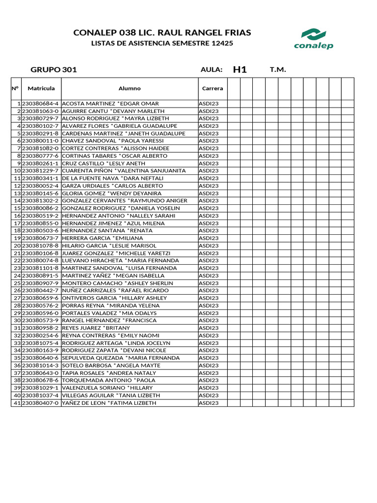Listas Oficiales de Grupos 12425 3ERO | PDF