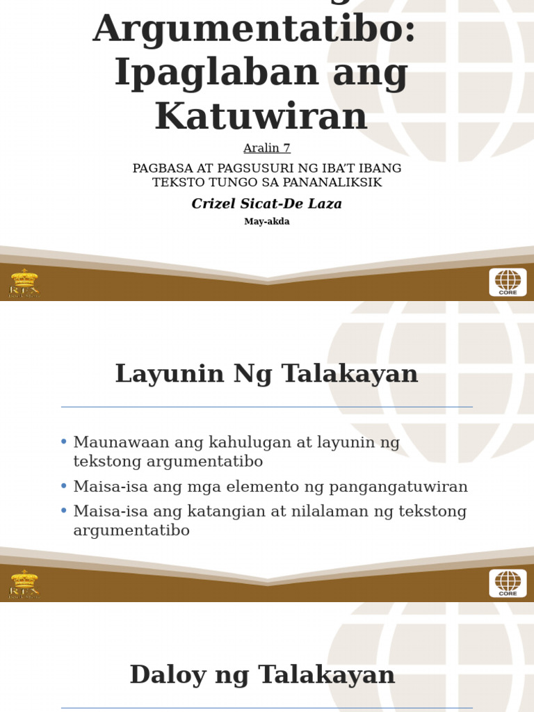 7 Tekstong Argumentatibo Ipaglaban Ang Katuwiran | PDF