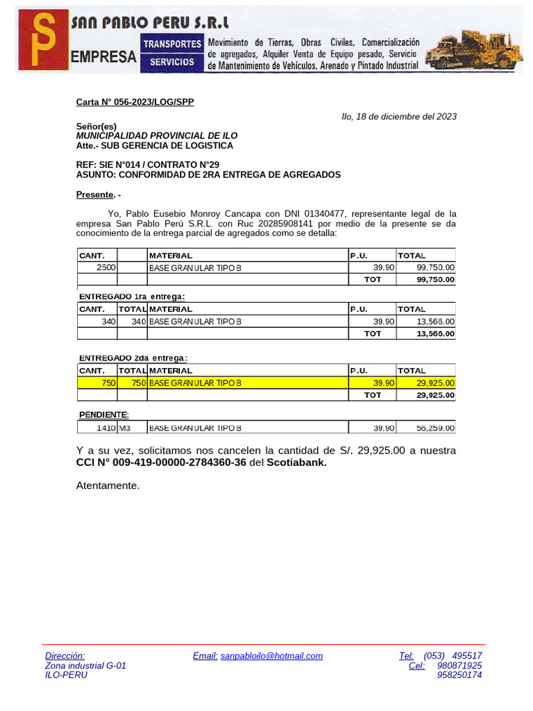 CONFORMIDAD 2da ENTREGA | PDF