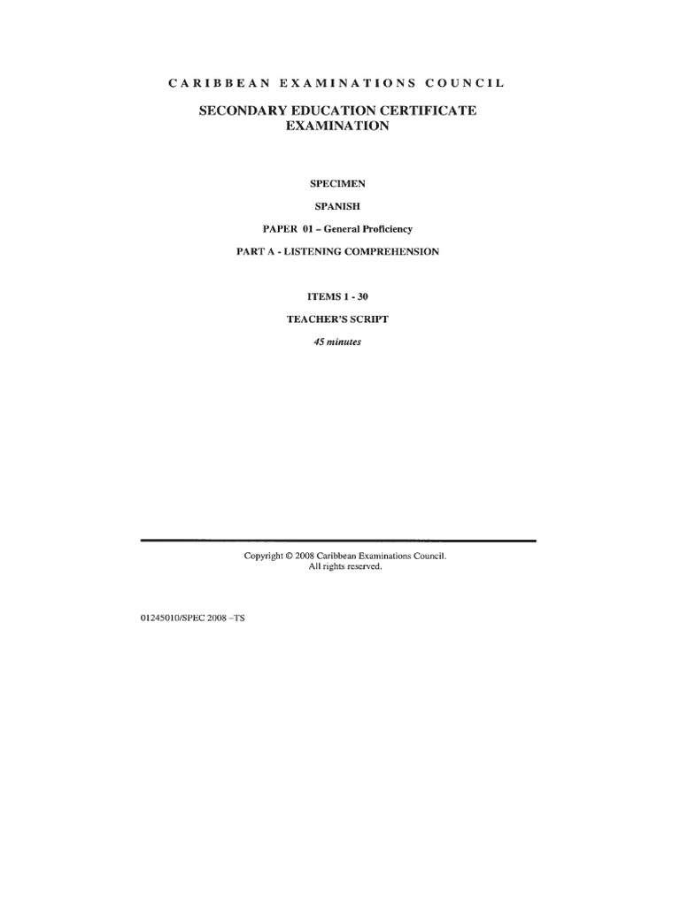 CSEC Spanish P1s 2013 - 2023 | PDF