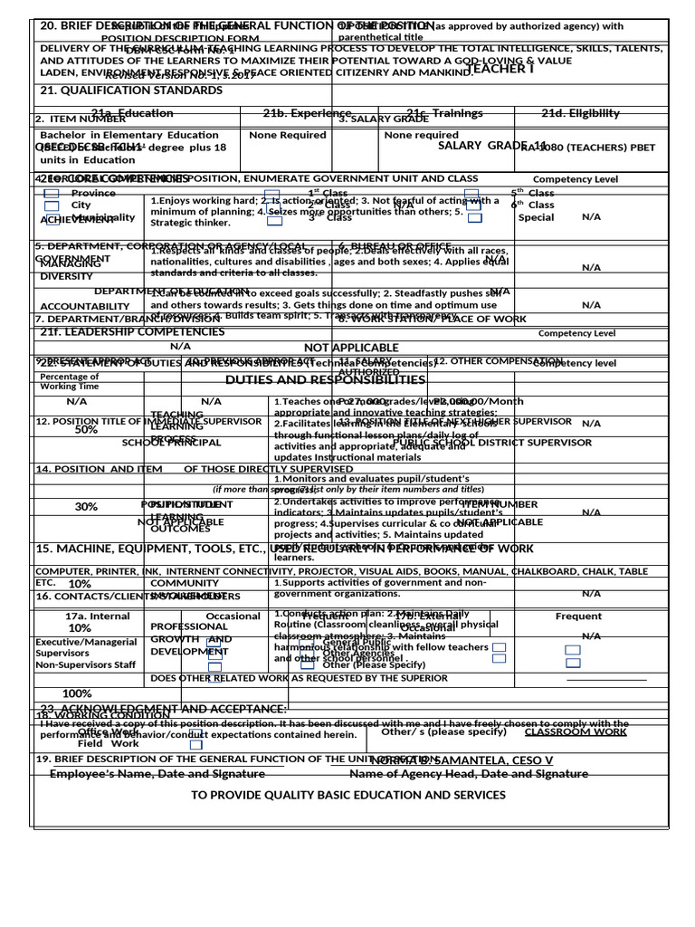 JOB-DESCRIPTION-FORM-1 | PDF