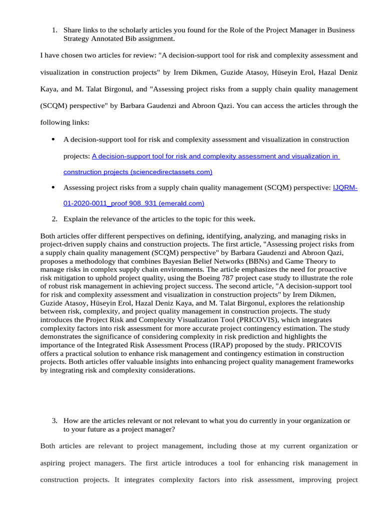 The Relationship Between Project Risk, Complexity and Quality ...