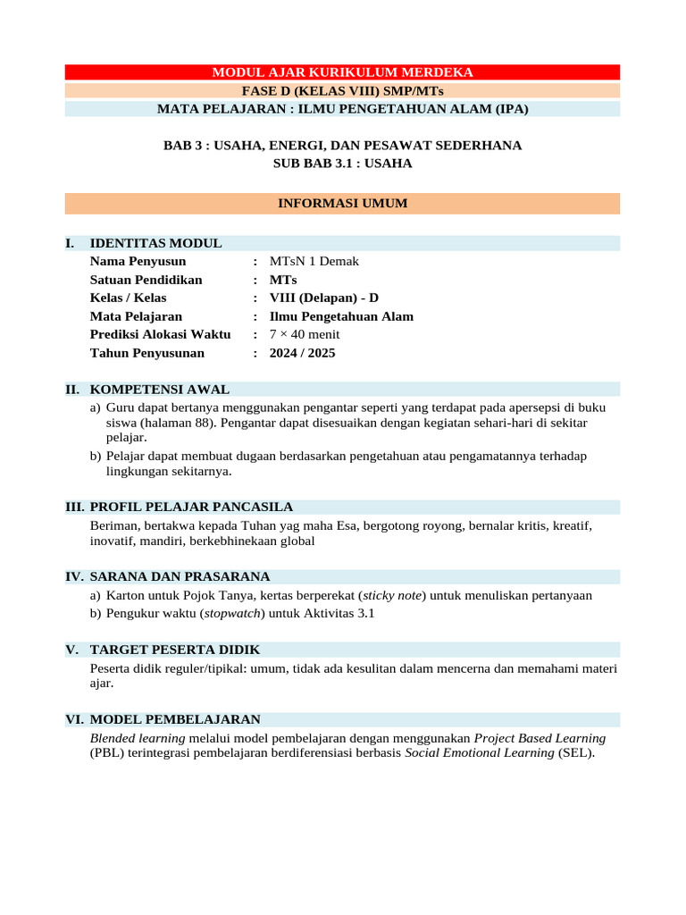 Modul IPA 8 - Bab 3 | PDF