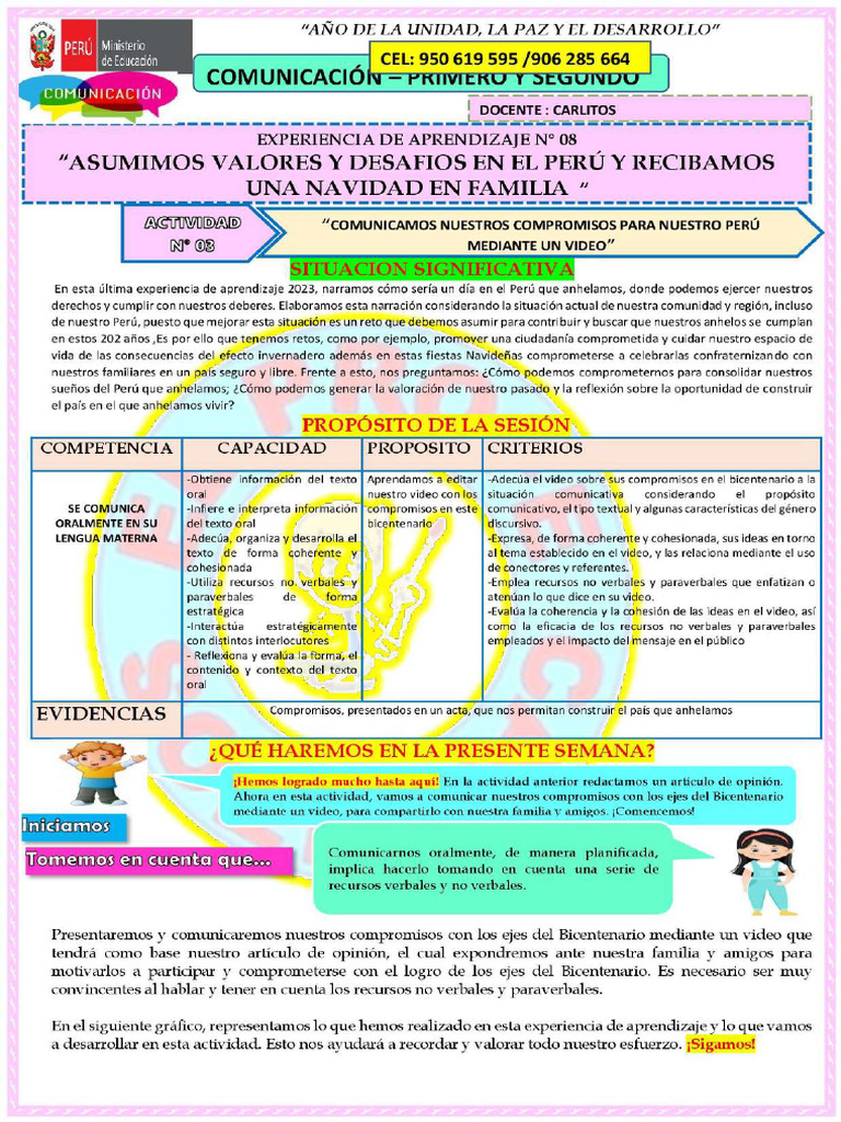 Experiencia de Aprendizaje N°08 Actividad N°03 1ero y 2do Grado | PDF