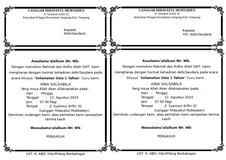 Undangan Khotmil Quran | PDF