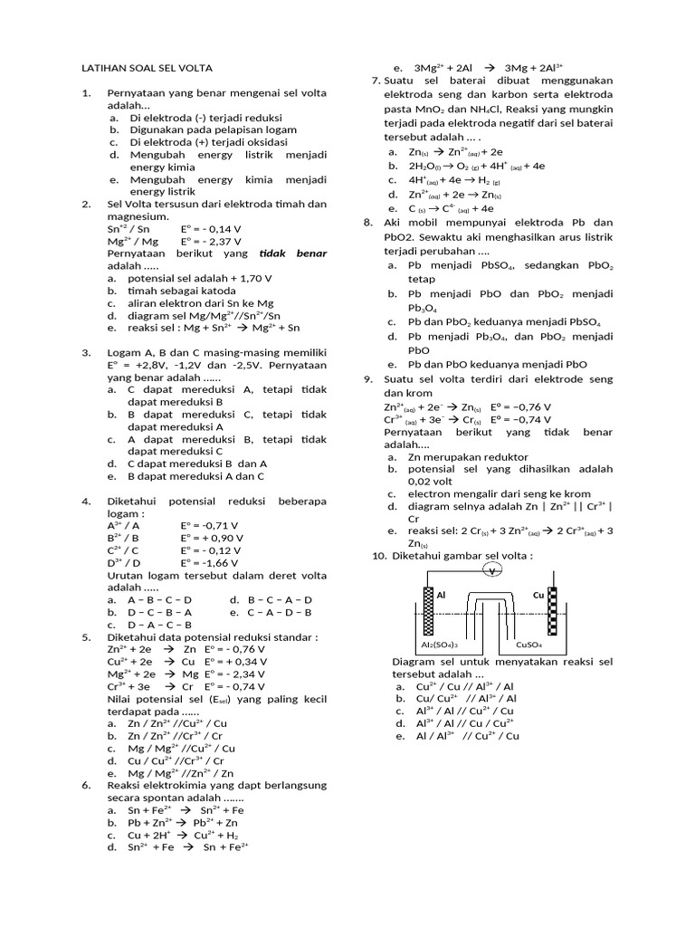 Latihan Soal Sel Volta | PDF