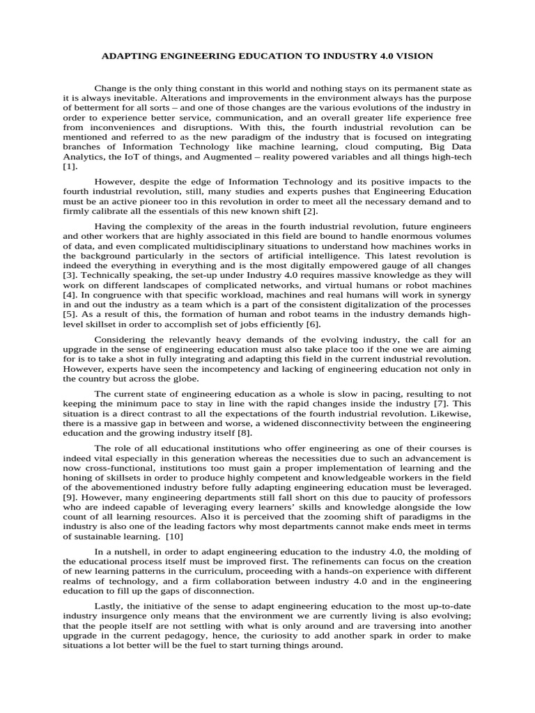 Adapting Engineering Education To Industry 4.0 Vision | PDF