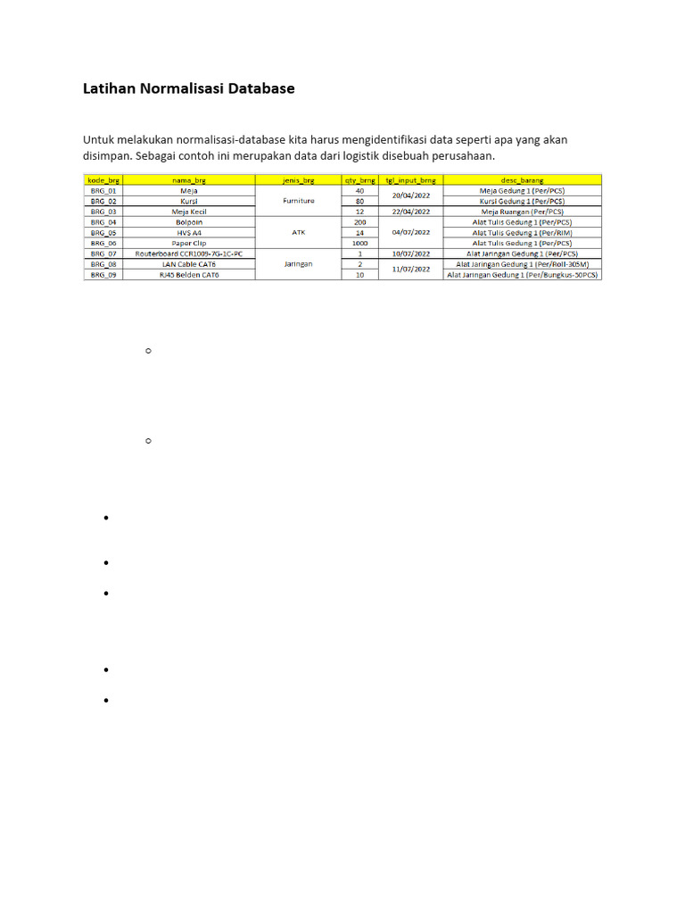 Latihan Normalisasi Database | PDF