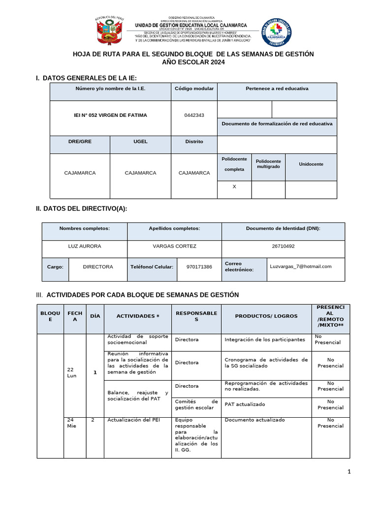 Hoja de Ruta para El Segundo Bloque de Las Semanas de Gestión | PDF