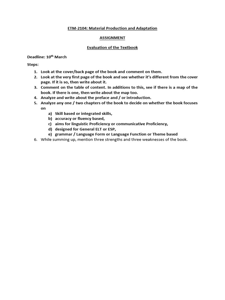 ETM 2104 Assignment | PDF