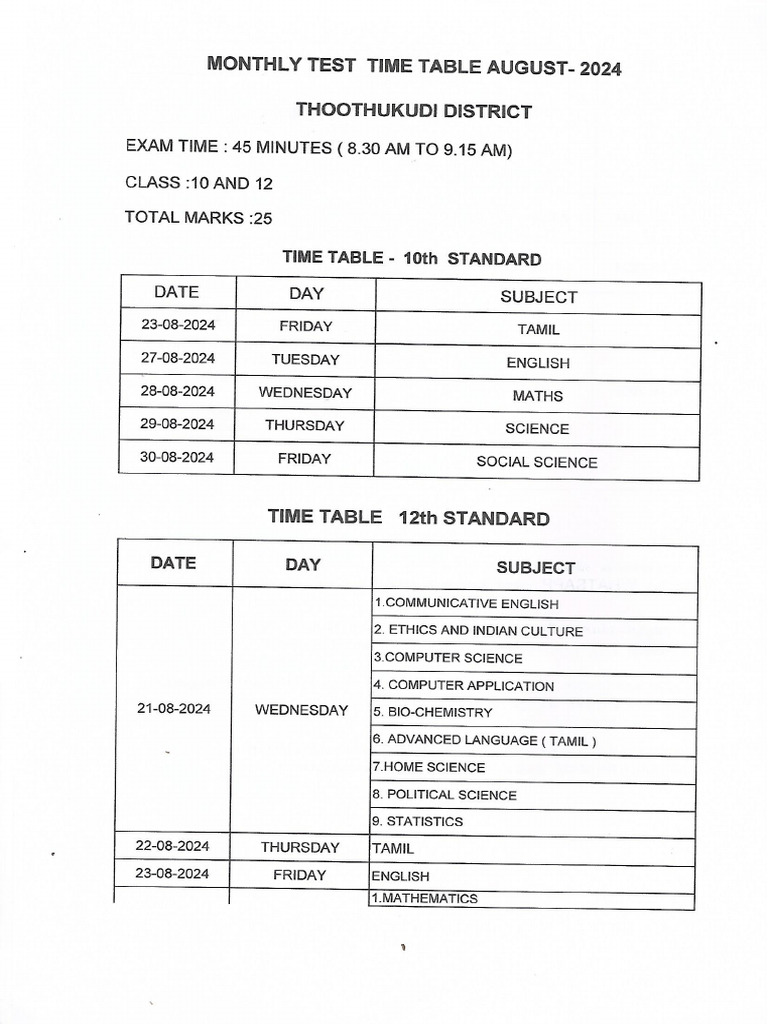 Time Table | PDF
