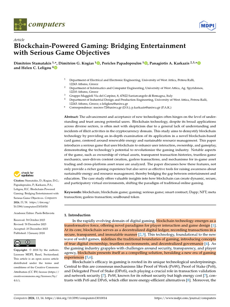 Blockchain-Powered Gaming Bridging Entertainment | PDF