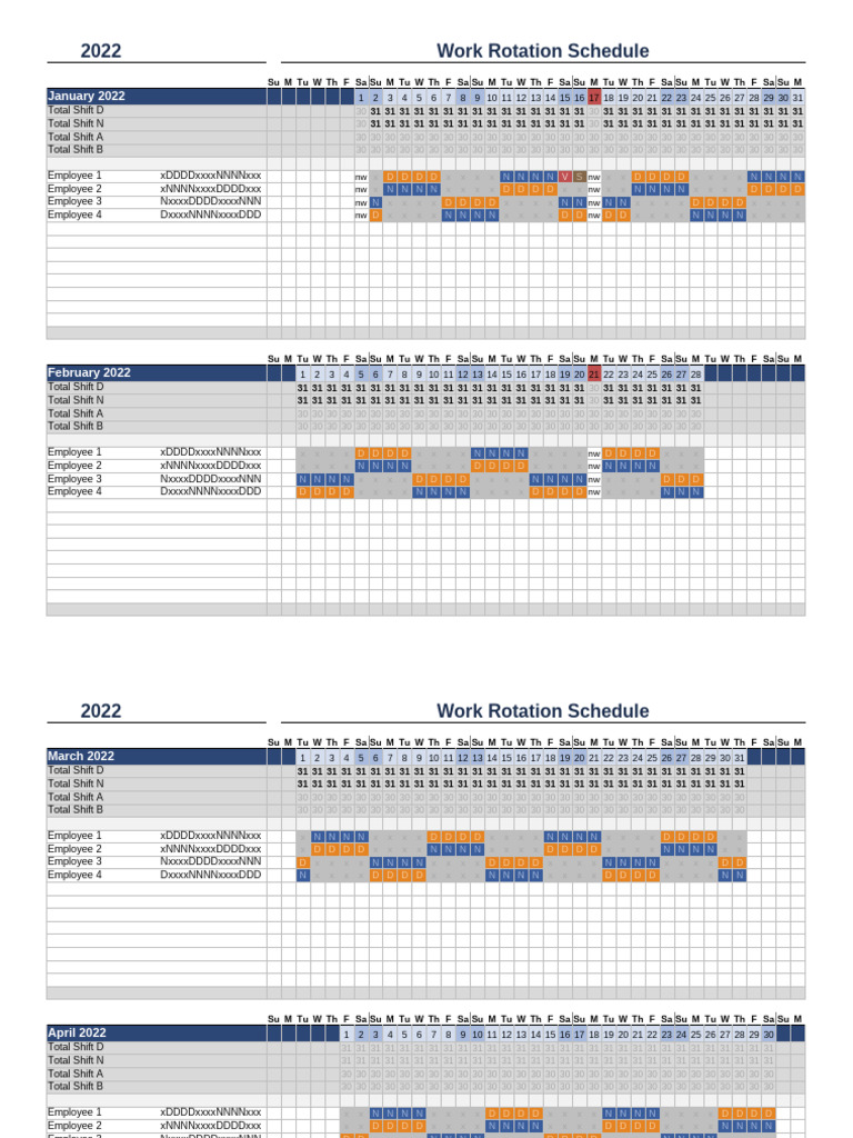 Rotation Schedule Multiple Employees | PDF