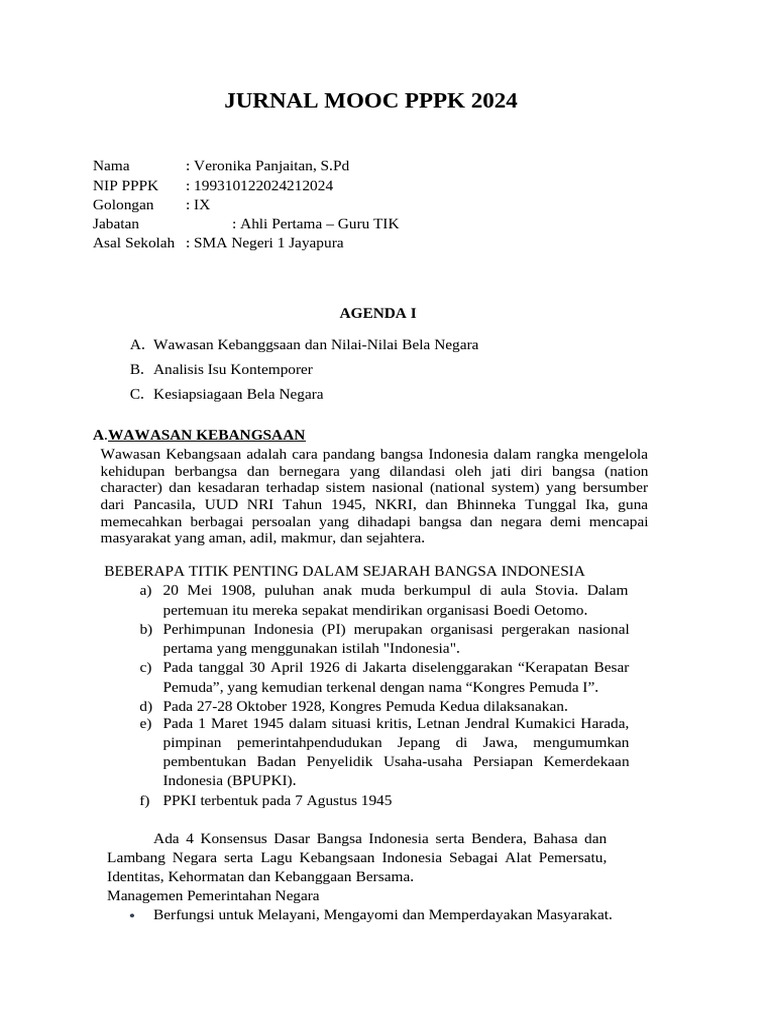 Jurnal Mooc PPPK 2024 Veronika | PDF