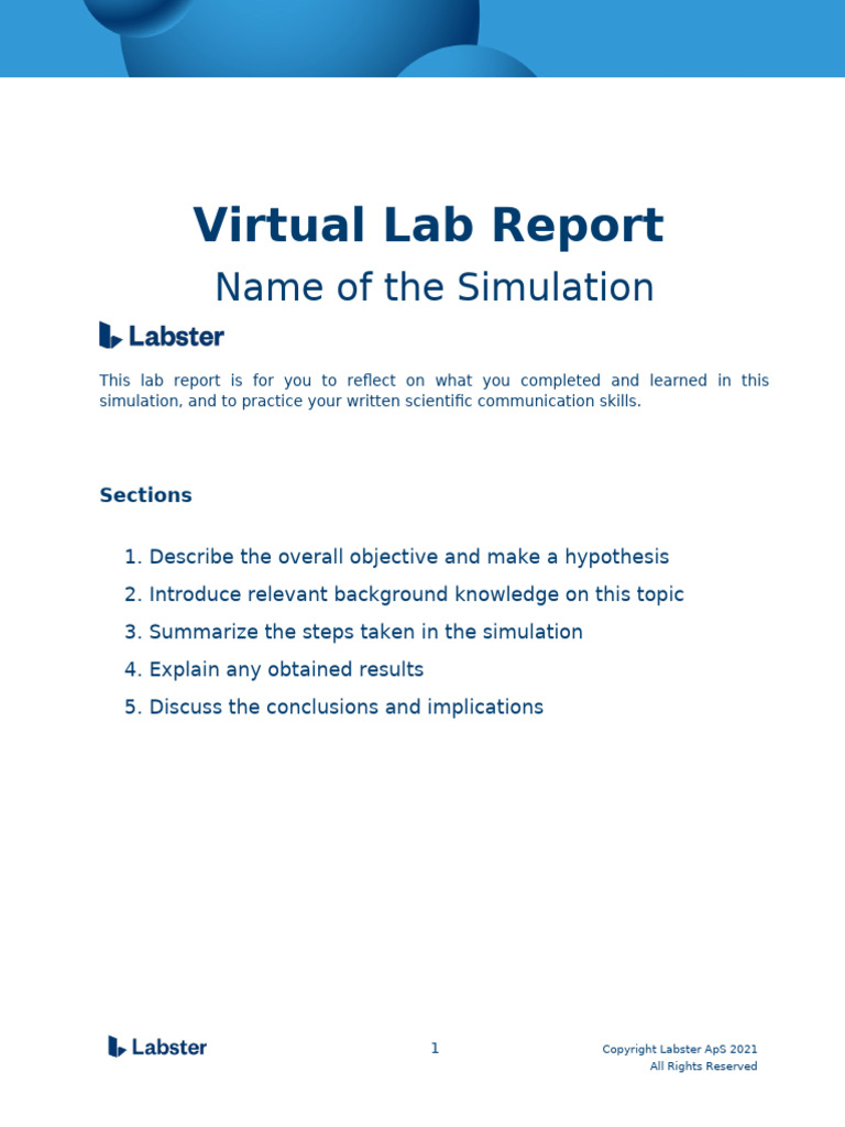Lab Report Template For All Labster Simulation | PDF