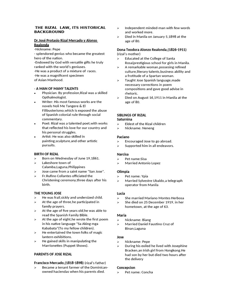 Rizal Notes | PDF
