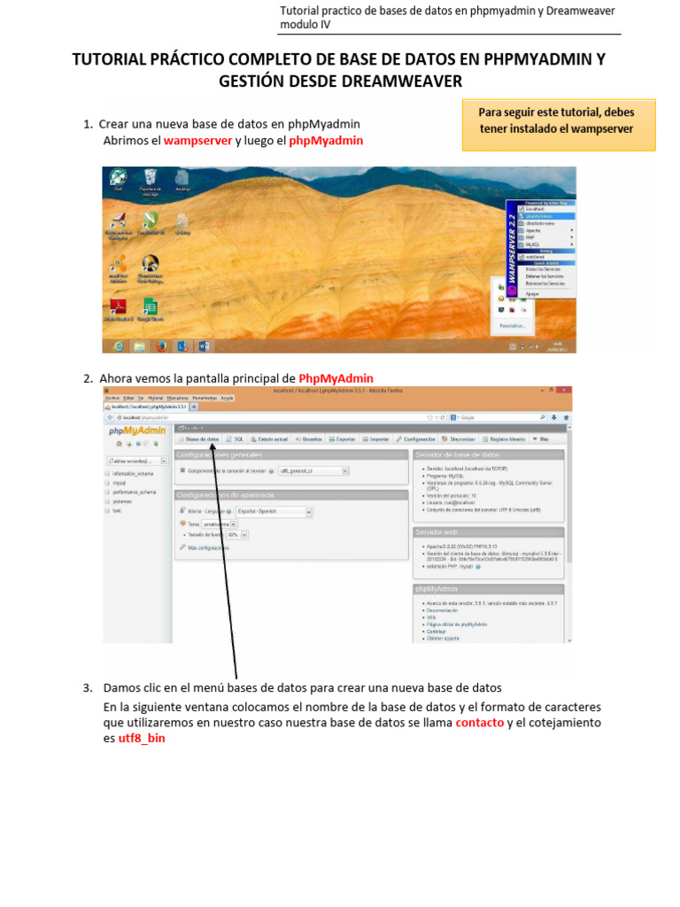 Tutorial Practico de Bases de Datos en P | PDF | Adobe Dreamweaver | Php