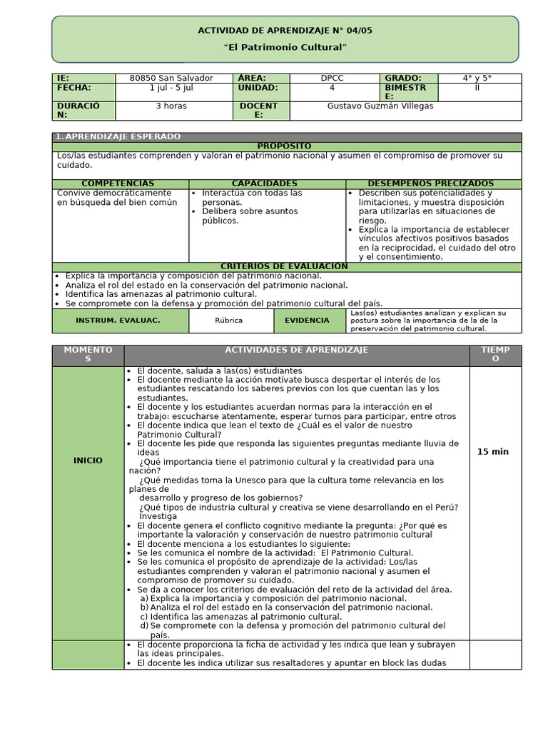 4°5° - DPCC - Act 4 - U4 - 2024 | PDF