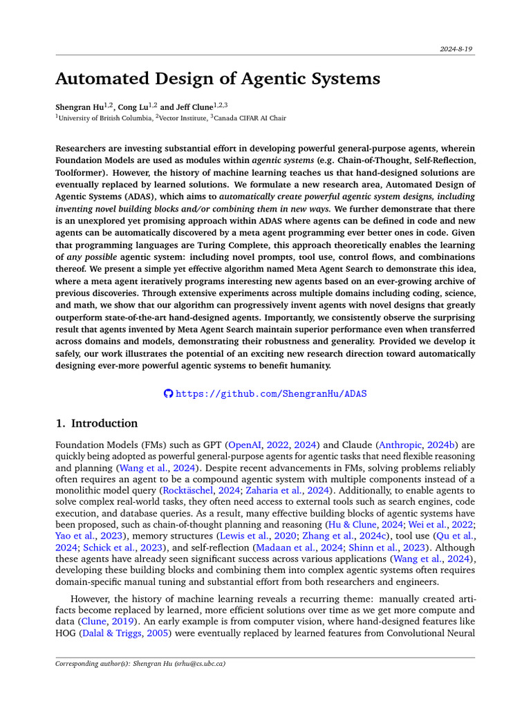 Automated Design of Agentic Systems | PDF
