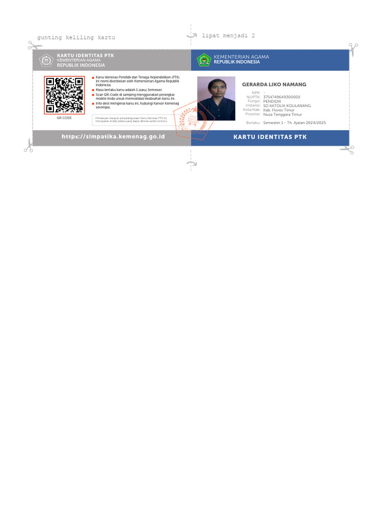 simpatika - Kemenag.go - Id Kartu Identitas PTK: Lipat Menjadi 2 ...