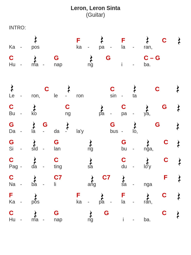 Leron, Leron Sinta - Guitar | PDF
