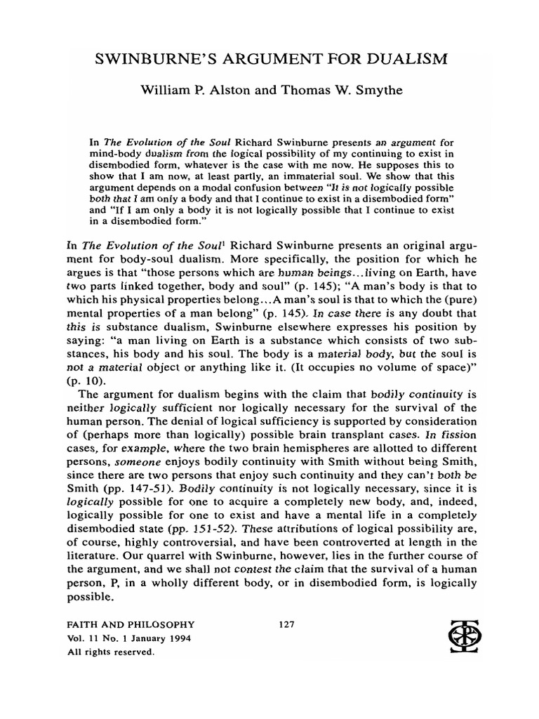 Swinburne Dualism | PDF
