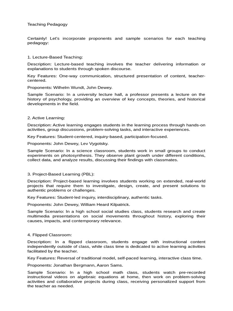 Teaching Pedagogies | PDF