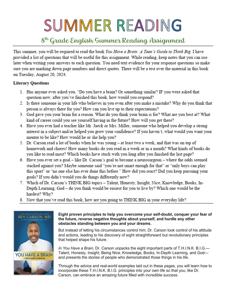 Summer Reading 8 2024 | PDF