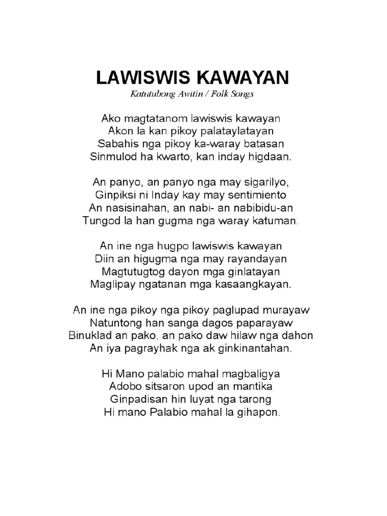 Waray-Waray Folk Song | PDF