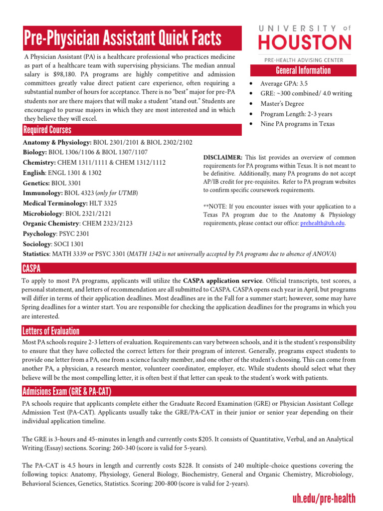 PRE-PA Quick Facts | PDF