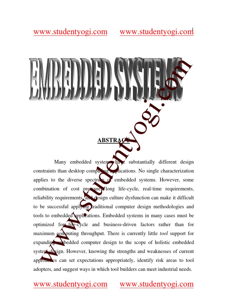 Embedded Systems Paper Presentation | PDF | Embedded System ...