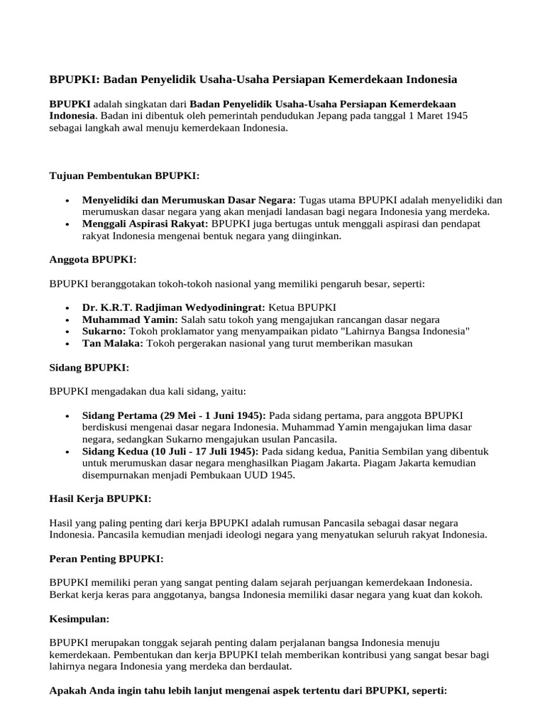 Sejarah BPUPKI | PDF