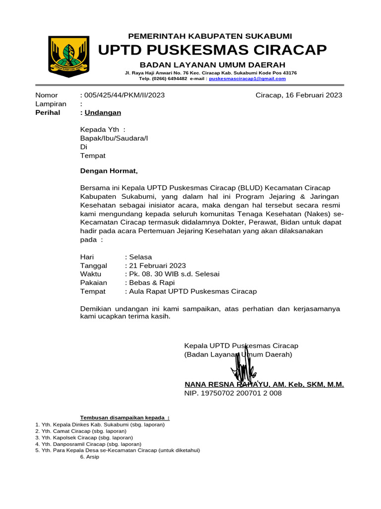 Surat Undangan Jejaring (2023) | PDF