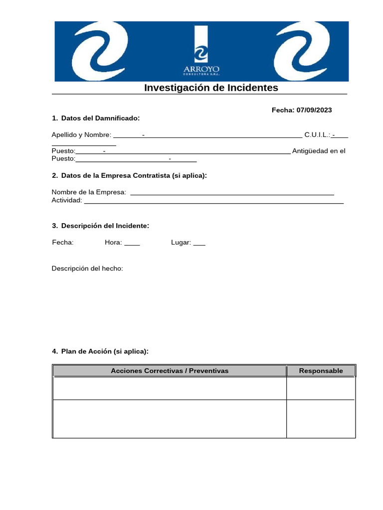 Inv Incidente - Completar | PDF