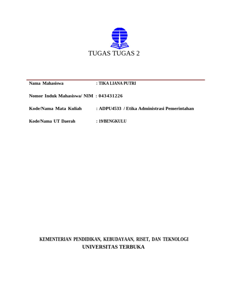 Tugas 2 Etika Administrasi Pemerintahan Tika Liana Putri | PDF