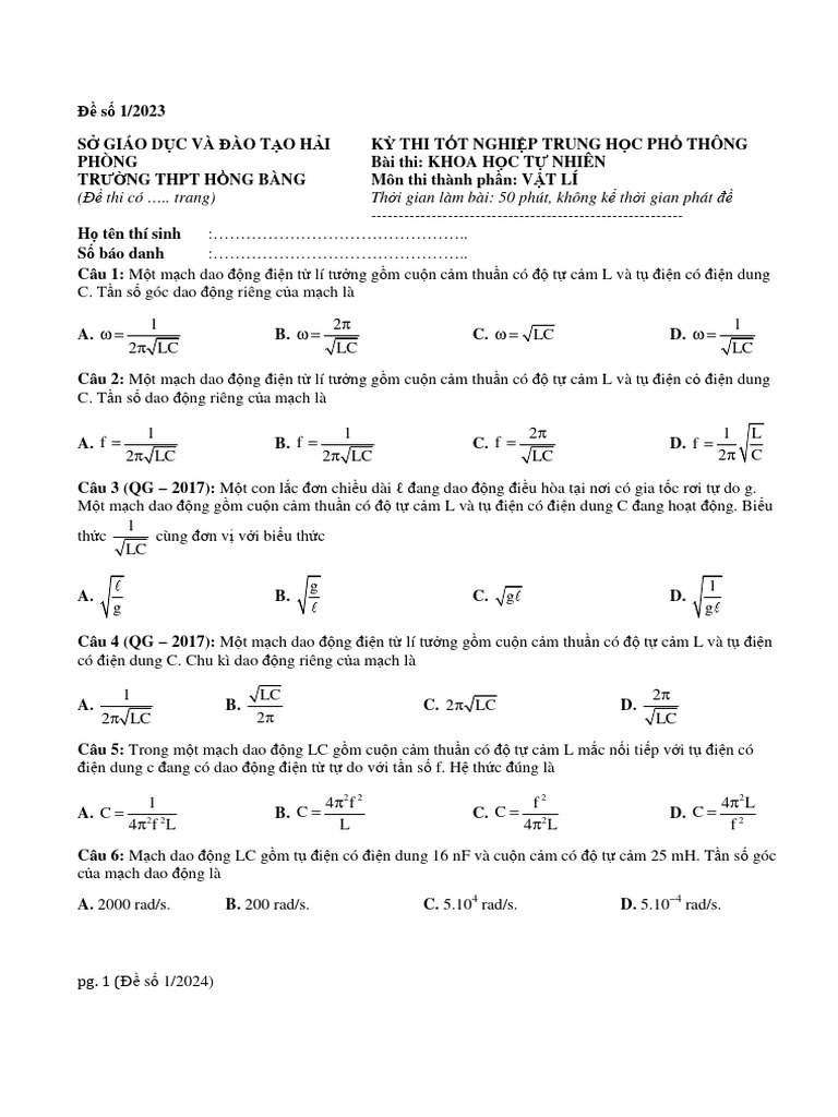 So 1 THPT H - NG Bàng H - I Phòng | PDF