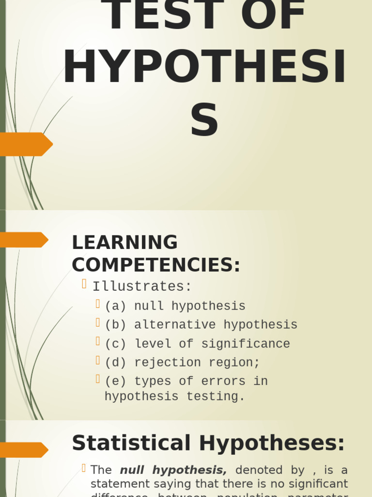 Test of Hypothesis | PDF
